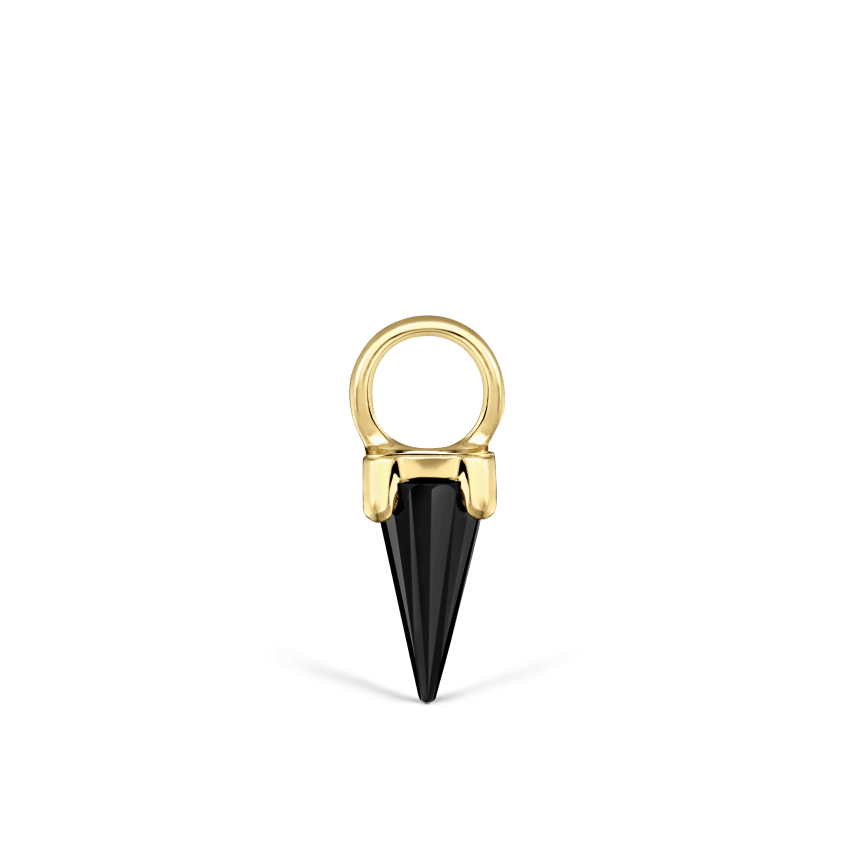 Black Moissanite Spike Charm Yellow Gold 4mm